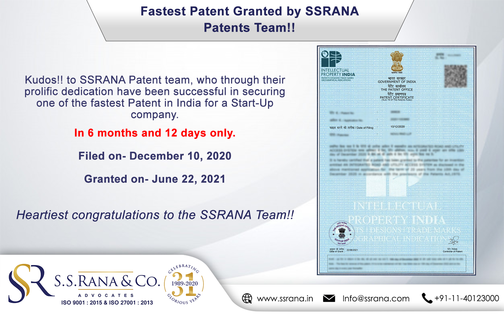 S.S RANA & CO. Intellectual property, Patent, Trademark & Corporate law ...